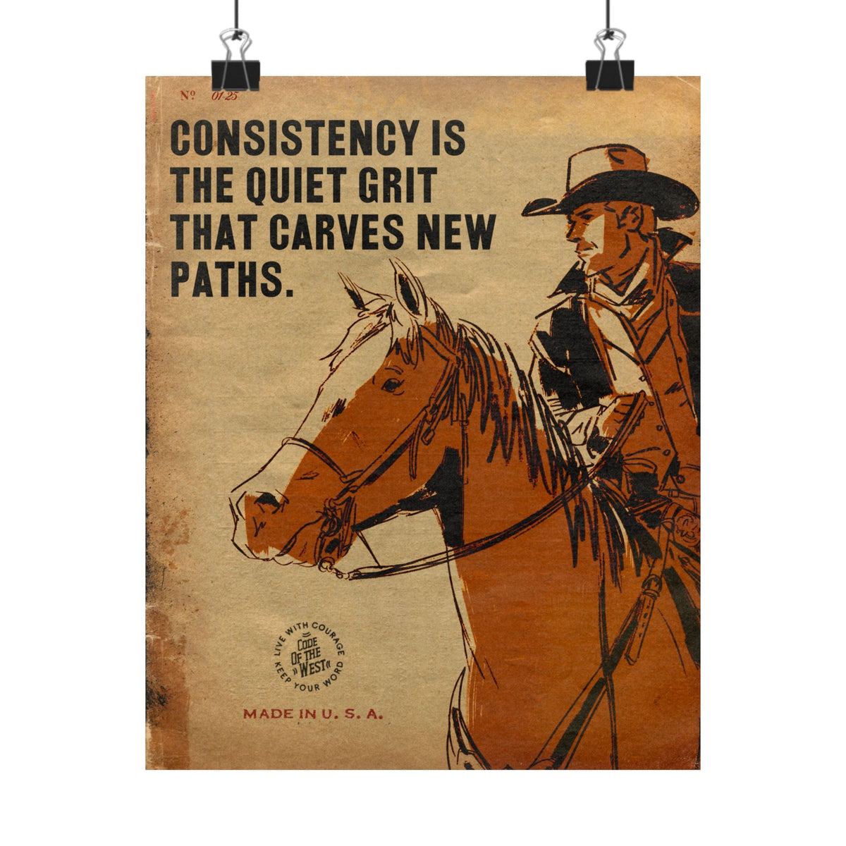 Western Inspirational Matte Poster – 'Consistency is the Quiet Grit' – Codeofthewest