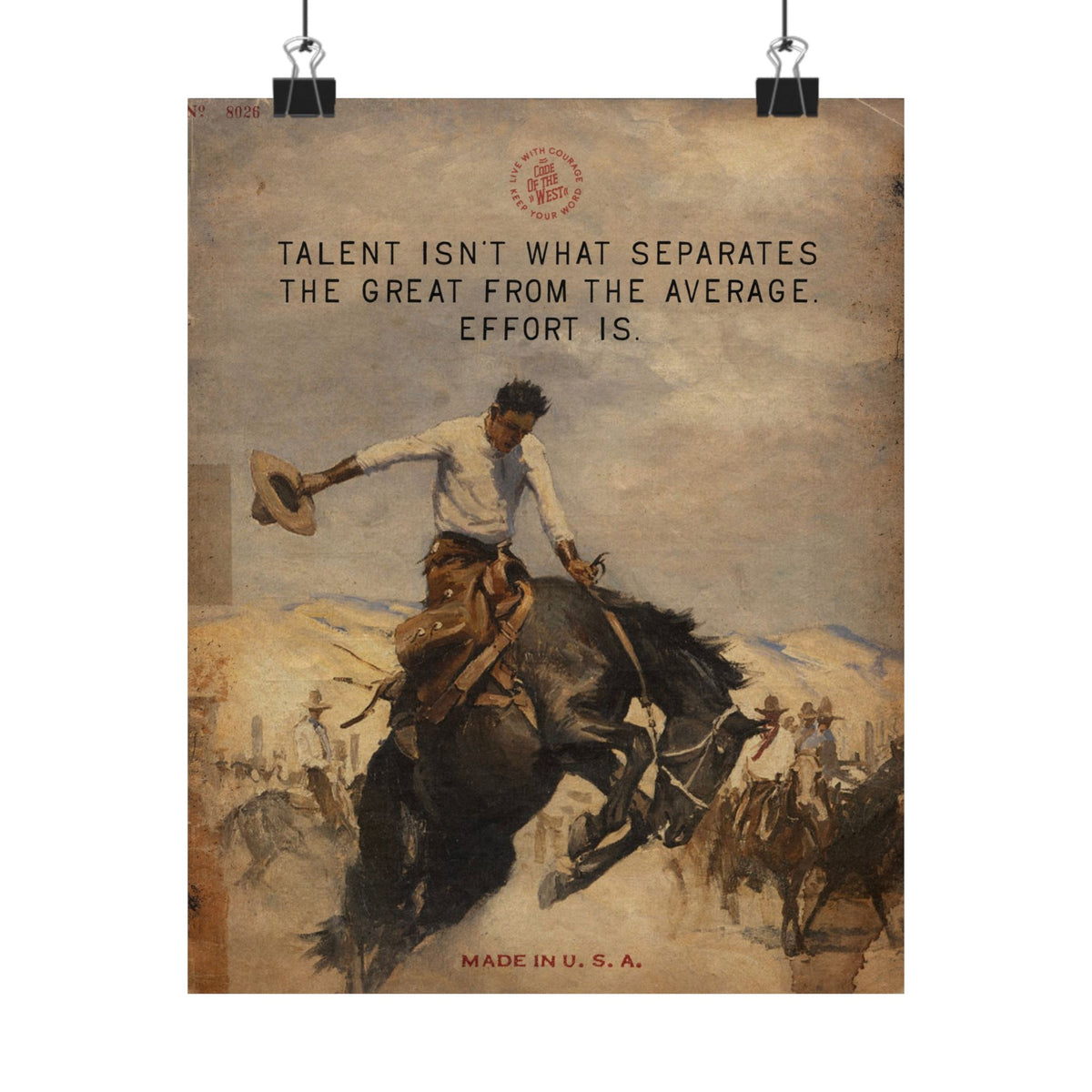 Inspirational Western Art Poster | Talent vs Effort Motivational Verti – Codeofthewest